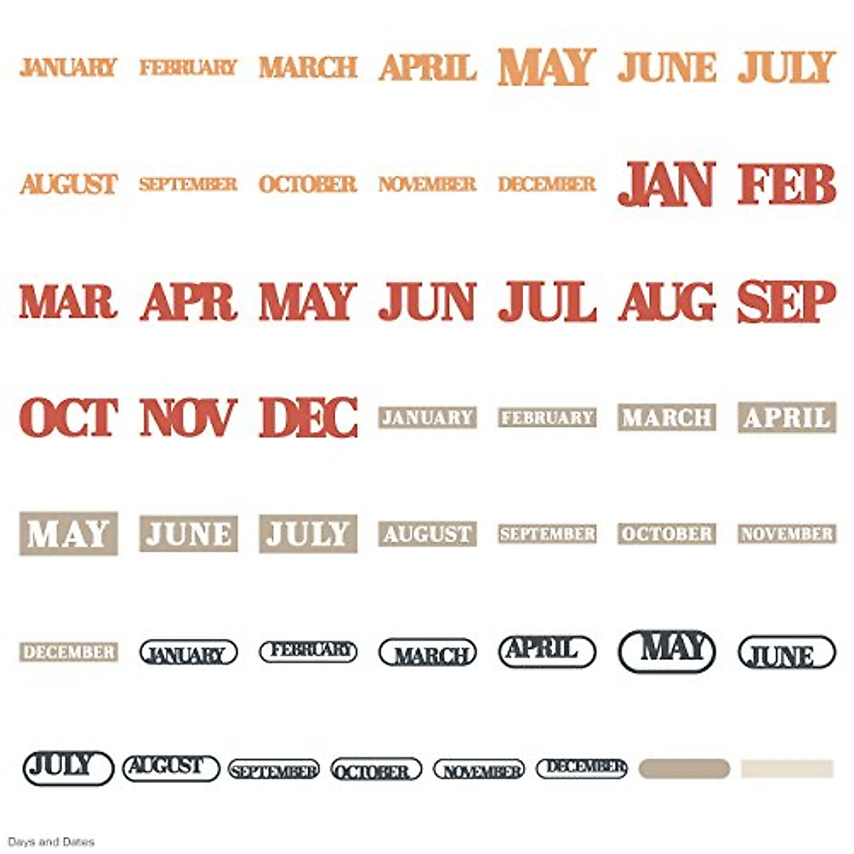 Cricut 2002574 Days and Dates Cartridge