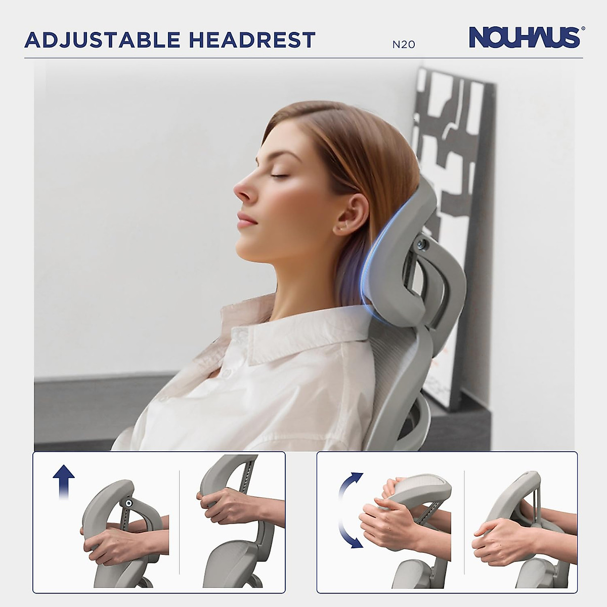 NOUHAUS ErgoFlip Mesh Computer Chair - Rolling Desk Chair with Retractable Armrest and Blade Wheels Ergonomic Office Chair, Desk Chairs, Executive Swivel Chair, Reinforced Base (Blue)