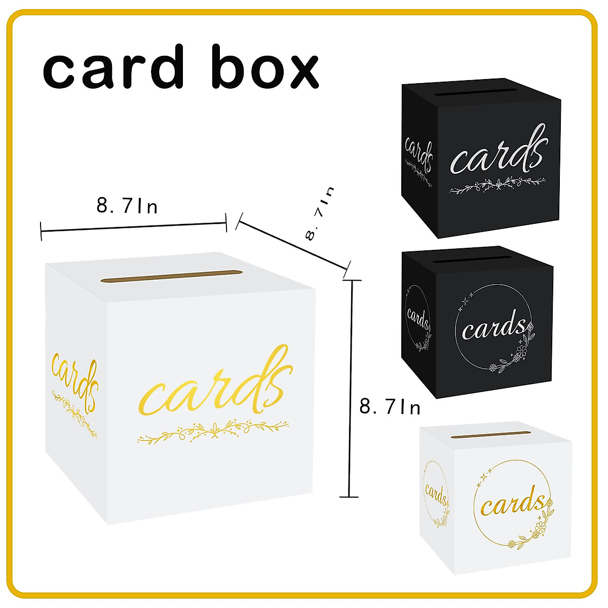 Laroder 1 Pack White Card Box Wedding Card Box Cardboard Card Box for Party Bridal Baby Shower Retirement Funeral Birthday Card Box Gold Card Box Graduation Card Box Holder Raffle Box