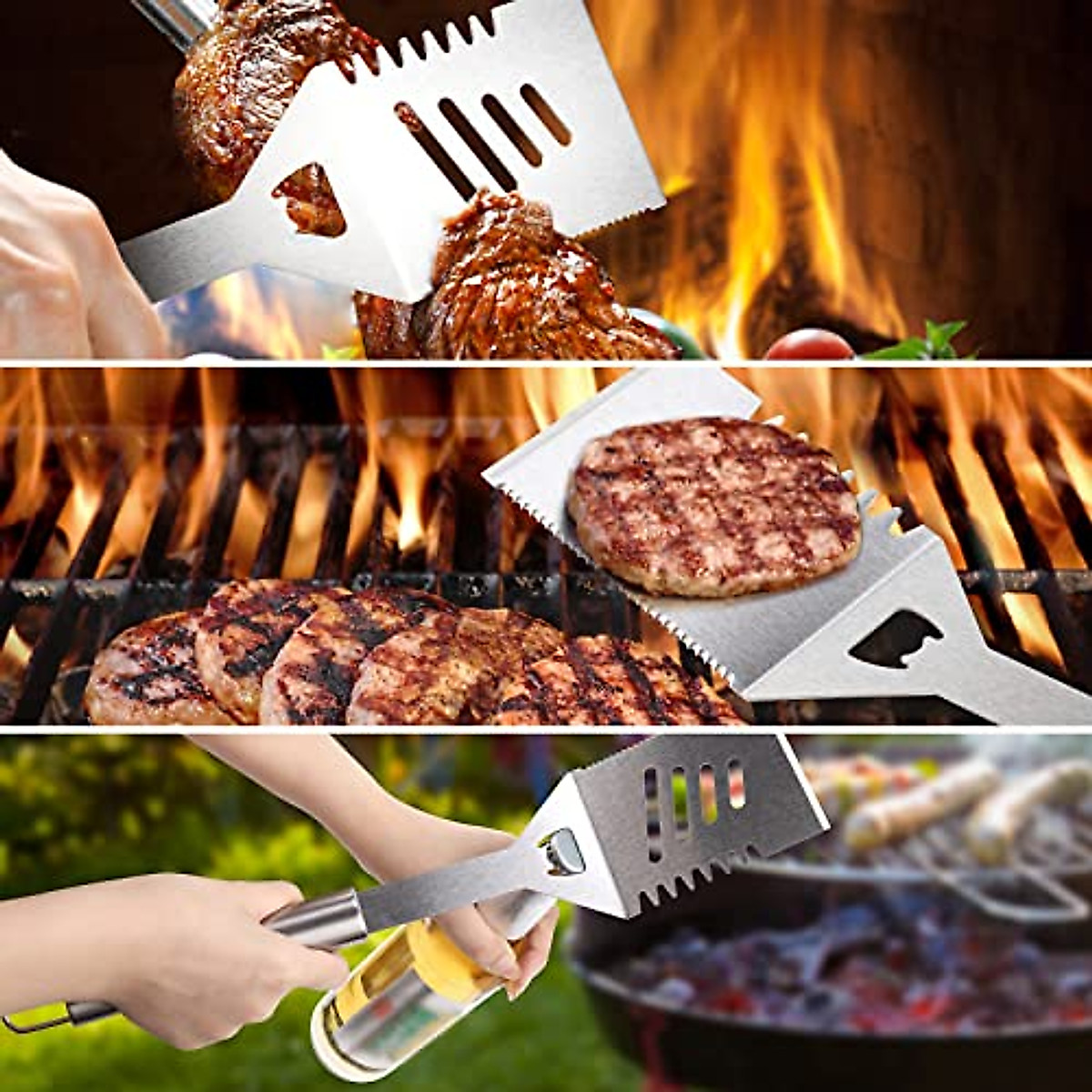 Acmind Grilling Accessories BBQ Grill Tools Set, 27PCS Stainless Steel Grill Utensils Set for Outdoor Camping and Kitchen, Barbecue Grill Accessories for Men Women with Carry Bag and Meat Injector