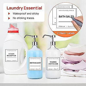 TESWEY Laundry Labels for Jars, Minimalist Laundry Room Labels Set, 18PCS PVC Laundry Room Labels for Organizing, Waterproof Labels for Laundry Containers Glass Jars, with DIY Blank Labels