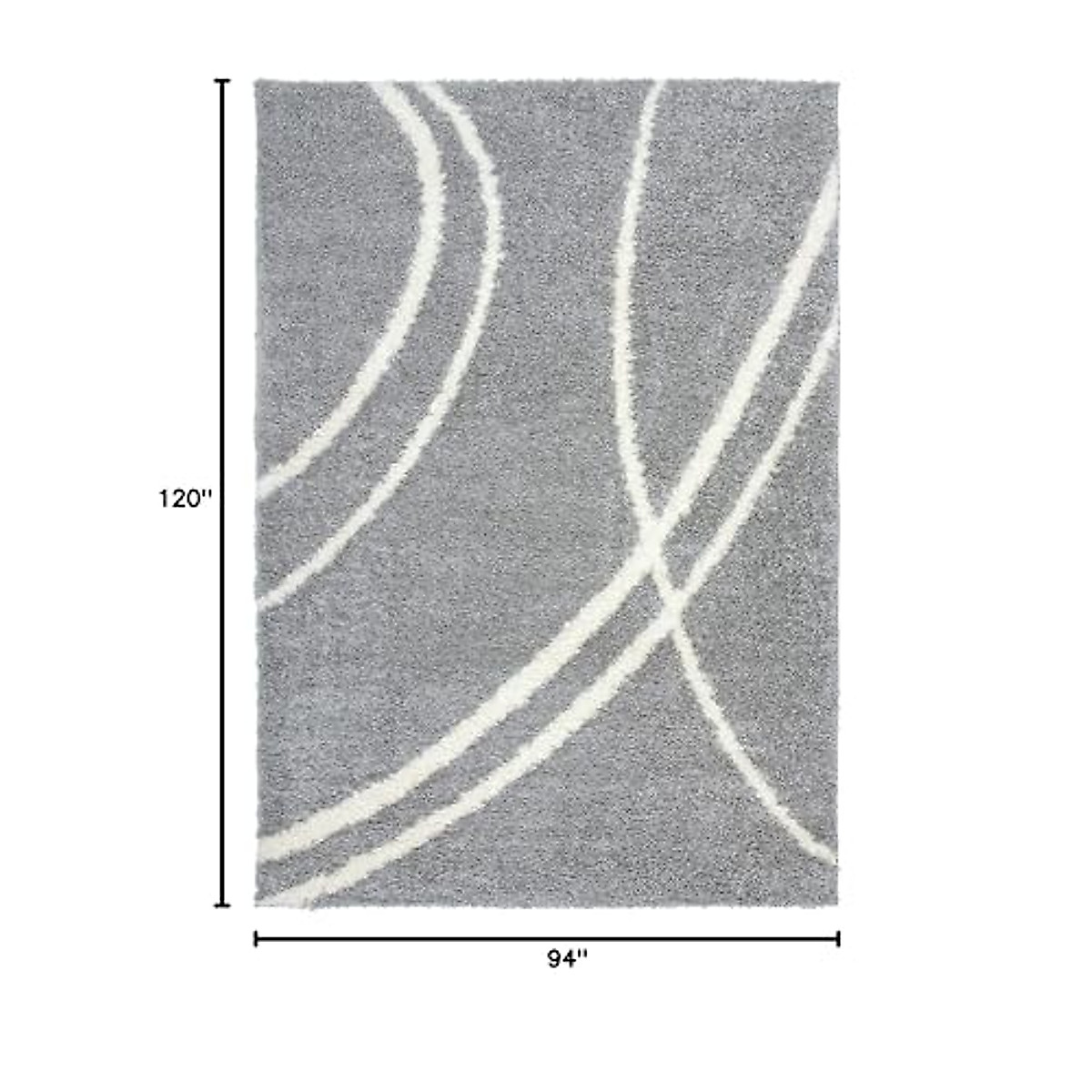 Rugshop Cozy Contemporary Stripe Perfect for Living Room,Bedroom,Home Office Non-Shedding Plush Shag Area Rug 7'10" X 10' Gray-White