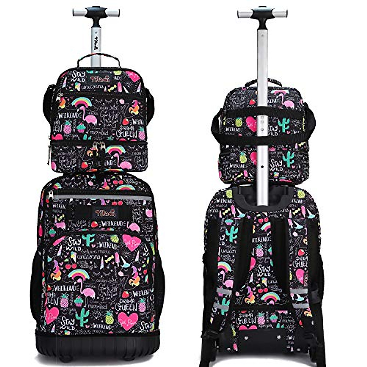 Tilami Rolling Backpack 19 inch with Lunch Bag Wheeled Laptop Backpack, Ins