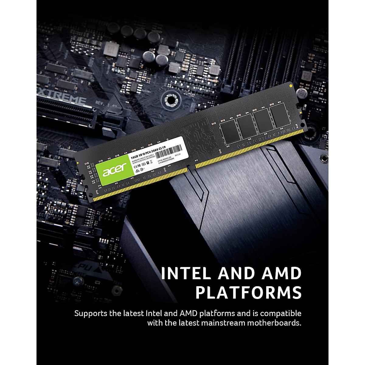 Acer UD100 16GB Single RAM 2666 MHz DDR4 CL19 1.2V Desktop Computer Memory - BL.9BWWA.226