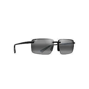 Maui Jim Laulima Rectangle Sunglasses, Matte Black/Neutral Grey Polarized, Extra Large