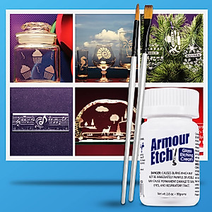 Armour Etch Glass Etching Cream - Starter 2.8oz Size - Bundled with Moshify Application Brushes
