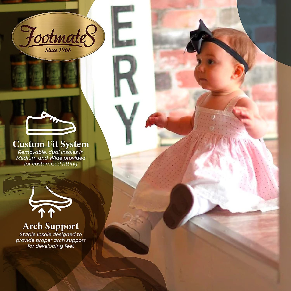 FOOTMATES Todd Lace-Up Bootie Leather Toddler and Baby Walking Shoes with Wide Toe Box and Custom-Fit Insoles, Non-Marking Outsoles, White - 3 Infant (0-12 months)