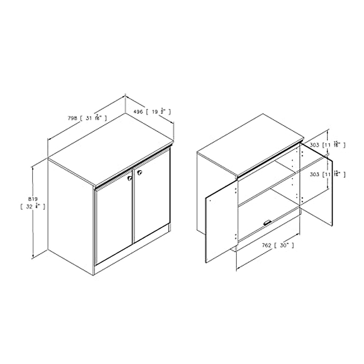 South Shore Morgan Small 2-Door Storage Cabinet Pure Black, 31.5" x 32 3/8" x 32 7/8"