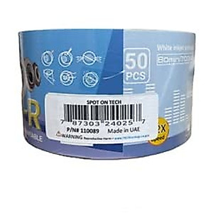 CD-R 700MB 80min 52x White Inkjet Hub Printable 50-Pack by LSK Media | Blank CDs for Burning Music | Blank CDs Bulk | Printable CD-R Blank Discs Pack | Bulk CDs for Music Burning | Writable CDs