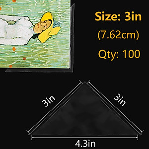 Lineco, Archival Polypropylene Mounting Corners, Acrylic Self-Adhesive Acid-Free Non-Yellowing, 3 Inches, for Artwork Photos, 100-Pack, Clear