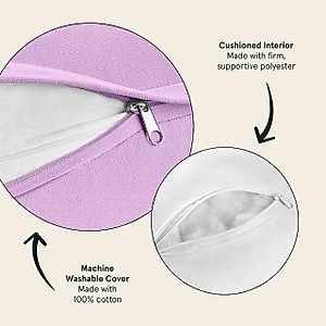 Retrospec Sequoia Yoga Bolster Pillow - Meditation Cushion for Yoga Practices - Includes Machine Washable 100% Cotton Cover & Durable Carry Handle; Round, Wisteria