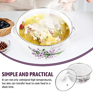 Hemoton Oven Pans 1 Set of Enamel Stew Pot Traditional Cooking Pot Double Handle Stew Pot Household Soup Pot with Lid Enamel Cookware
