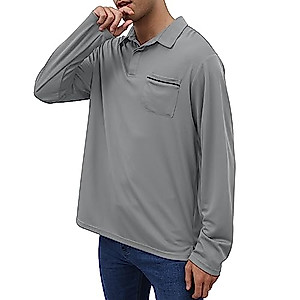 Lexiart Mens Athletic Golf Polo Shirts - Long Sleeve Workout Polos Quick Dry T-Shirt