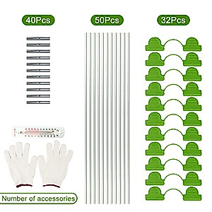 XYADX Greenhouses for Outdoors Garden Stakes Greenhouse Hoops 3.5 Ft Long DIY Greenhouse Hoops for Garden Netting and Greenhouse Hoops for Raised Beds with Greenhouse Clamps - 50PCS