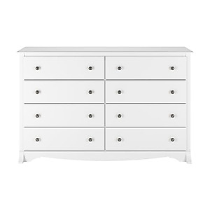 Prepac Sonoma 8 Drawer Double Dresser for Bedroom, Wide Chest of Drawers, Bedroom Furniture, Clothes Storage and Organizer, 17.25" D x 59" W x 37" H, White