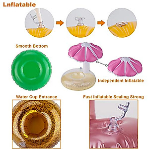 SAVITA 14pcs Inflatable Drink Holders with 1 pcs Air Pump, Cute Cup Coasters Drink Floats for Summer Pool Party Decorations, Fun Tub Toys for Kids