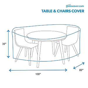 Patio Medium Waterproof Round Oval Table & Chair Cover - Outdoor Patio Table Chair Combo Washable - Heavy Duty Furniture 100x80x30 Inch Combo Cover