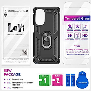LeYi for Moto G Stylus 5G 2022 Case (NOT FIT 4G), Motorola G Stylus 5G Case 2022 with 2 Pcs Tempered Glass Screen Protector, Heavy Duty Protective Case with Magnetic Stand for Moto G Stylus 5G, Black