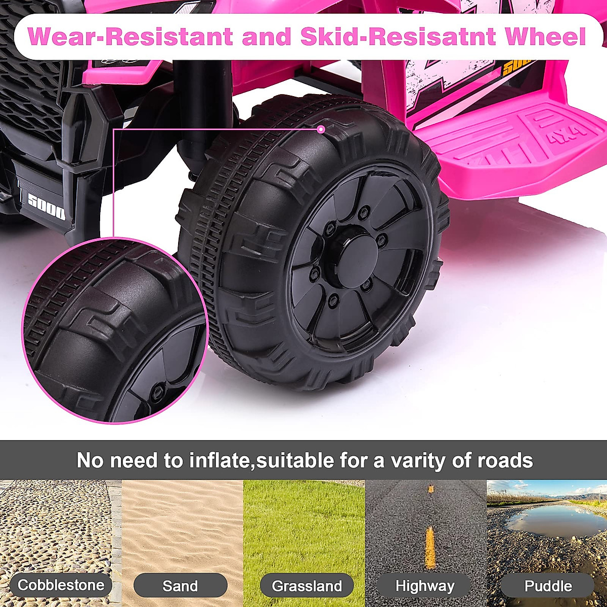 6V Electric Kids ATV Quad Ride-On Toy with MP3, USB, Lights - For 1-3 Year Old Boys and Girls