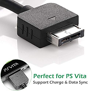 BATSOEASY 3.9ft USB Charger Cable Compatible with PS Vita, Charging Cable Data Cord Compatible with PlayStation Vita 1000 PSV with 6pcs Thumb Grip Caps (Only Compatible with PS Vita 1000 Models)