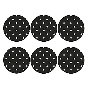 Black and White Polka Dot Print Pattern Leather Drinks Coasters Set of 6, Housewarming Gift, Suitable for Kinds of Cups