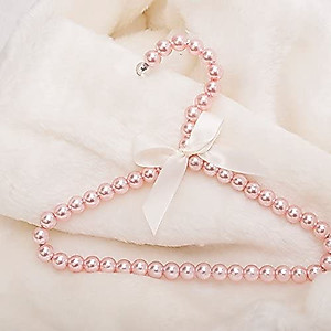 BUUEERR 5 Pack Pearl Beads Metal Elegant Rosette Clothes Hangers for Kids Children Pet Dog (Pink)