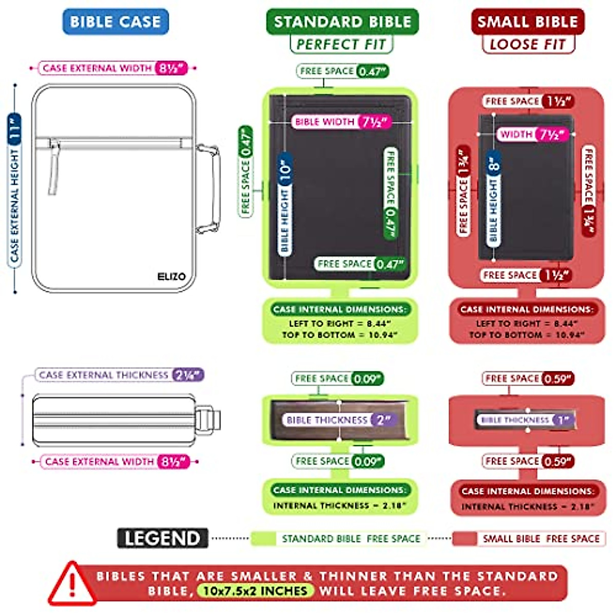 Elizo Genuine Real Leather Bible Cover with Zipper, Bible Case for Women Bible Cover for Men Medium, Bible Bag Book Cover Bible Holder Bookmark Religious Christian Gifts Carrying Case, Savanna