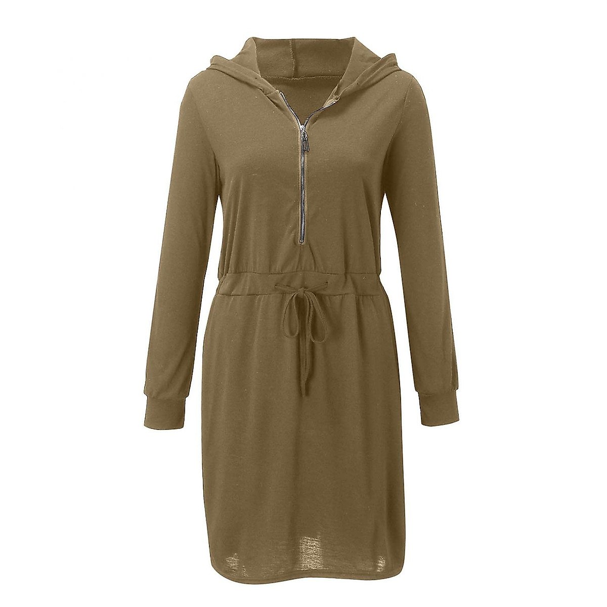 Padaleks Womens Casual Hoodie Dress Cozy Solid Long Sleeve Zipper Slim Fit Dresses Pullover Sweater with Belted