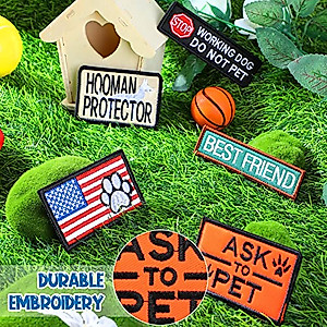 12 Pieces Dog Patches for Service Dog Vest Removable Tactical Hook Loop Harness Patch Set Service Dog Patch Embroidered in Training Patch Animal Working Dog Patch for Vest Harnesses Collars Leashes