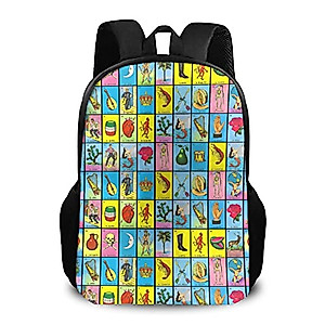 AMRANDOM Lightweight Polyester Rucksacks Mexican Tarot Art Camping Outdoor Backpack - Large Capacity Anti-Theft Multipurpose Carry On Bag for Women Men KidsChildren