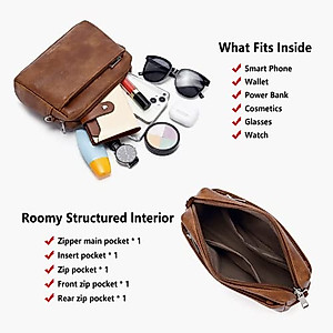 WESTBRONCO Small Crossbody Bags for Women, Shoulder Handbags, Wallet Satchel Purse with Adjustable Strap Brown