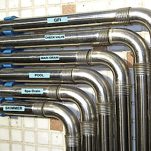 Pool Equipment Identification Labels Waterproof PVC Sticker Labels for Swimming Pool, Spa Equipment, Plumbing, & Piping Parts 1/2 x 2 Inch 125 Pcs Adhesive Labels (Swimming Pool, Blue)