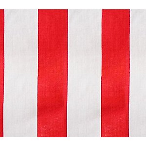 Polycotton Fabric Printed Large Stripes RED White / 60" Wide/Sold by The Yard