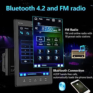 Podofo Double Din Apple Carplay Car Stereo 9.5 Inch Vertical Touch Screen Car Player Radio with Bluetooth, FM Radio, Mirror Link, SWC, USB + AHD Backup Camera