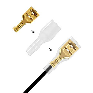 ACEIRMC 270Pcs Assortment Kit Quick Splice Male and Female Wire Spade 2.8/4.8/6.3mm Connector Crimp Terminal Block with Insulating Sleeve for Electrical Wiring Car Audio Speaker (Gold)