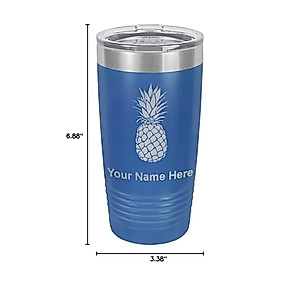 LaserGram 20oz Vacuum Insulated Tumbler Mug, Pineapple, Personalized Engraving Included (Dark Blue)