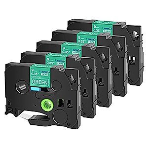 USUPERINK 5PK Compatible for Brother P-Touch Label Maker Tape TZe-725 TZ-725 TZe725 TZ725 White on Green 9mm 3/8 inch 0.35'' x 26.2ft Laminated TZe TZ Label Tape for PT-H100 E100 H110 H300