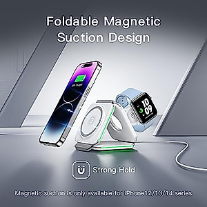MURPISO 3 in 1 Charging Station for Apple,Magnetic Foldable Charger for Travel,Wireless Charger Pad for iPhone 15/14/13/12/Pro/Max/Mini,AirPods Wireless/Pro,iWatch Ultra/SE/9/8/7/6/5/4/3/2