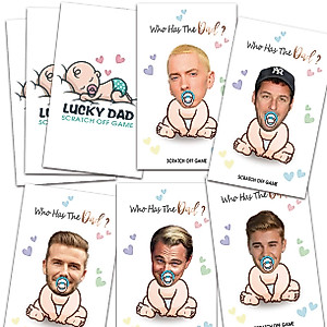 ukebobo Baby Shower Games – Celebrity Baby Shower Games,Scratch Off Card Game for Door Prizes, Lottery, Ice Breaker – Decorations for Baby Shower – 40 Cards