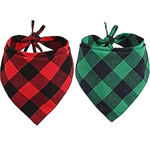 2 Pcs Dog Bandana Christmas Pet Triangle Scarf Accessories Bibs Red Green Black Plaid