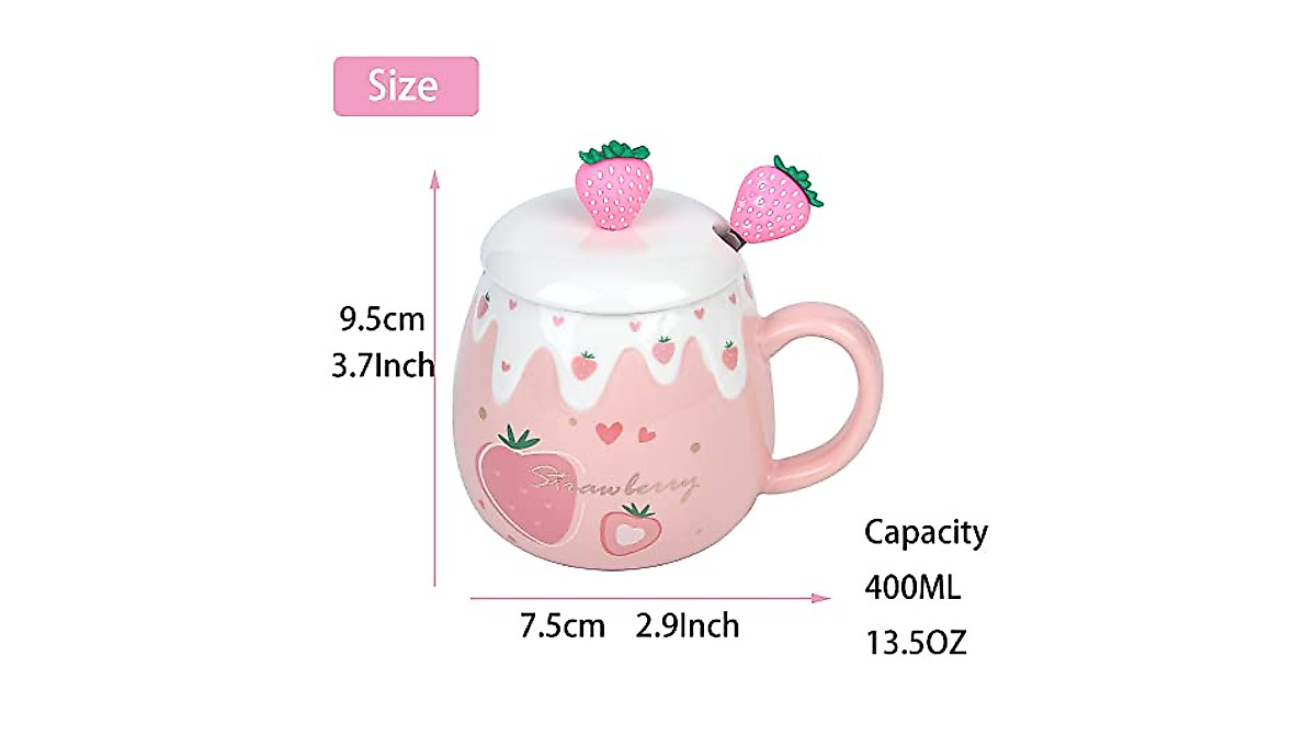 Cute Strawberry Mug with Spoon - Perfect Gift for Girls