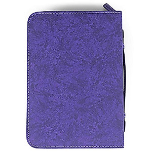 Hope Fill with Joy Purple Paisley 10 x 7 Vegan Leather Zippered Bible Cover with Handle, Large