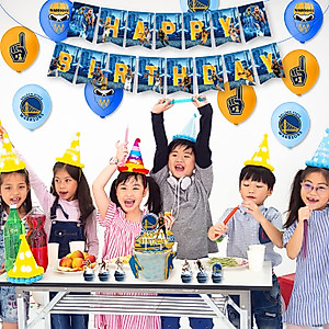 Golden State Warriors Birthday Party Decorations Stephen Curry Birthday Party Supplies Basketball Sports Birthday Party Favors includes Banner Balloons Cupcakes Cake Topper for Boys Girls Kids