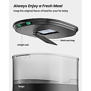 Petiigo Automatic Cat Feeder, 4L Timed BPA Free Cat Feeder Clog-Free Design for Pet Dry Food with Stainless Steel Bowl, Twist Lock Lid&Voice Recorder, Programmable Control 1-5 Meals Day for Cats/Dogs