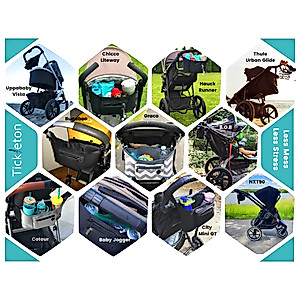 Universal Stroller Organizer Chevron - Non-Slip Stroller Caddy with Cup Holders and Pockets | Sleek Design Stroller Accessory | Fits Most Strollers, incl Jogging Strollers, Travel Systems and Wagons