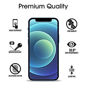 amFilm Glass Screen Protector Compatible with iPhone 12 Mini 5.4" Display, 2020, with Easy Installation Tray, Tempered Glass, 3 Pack