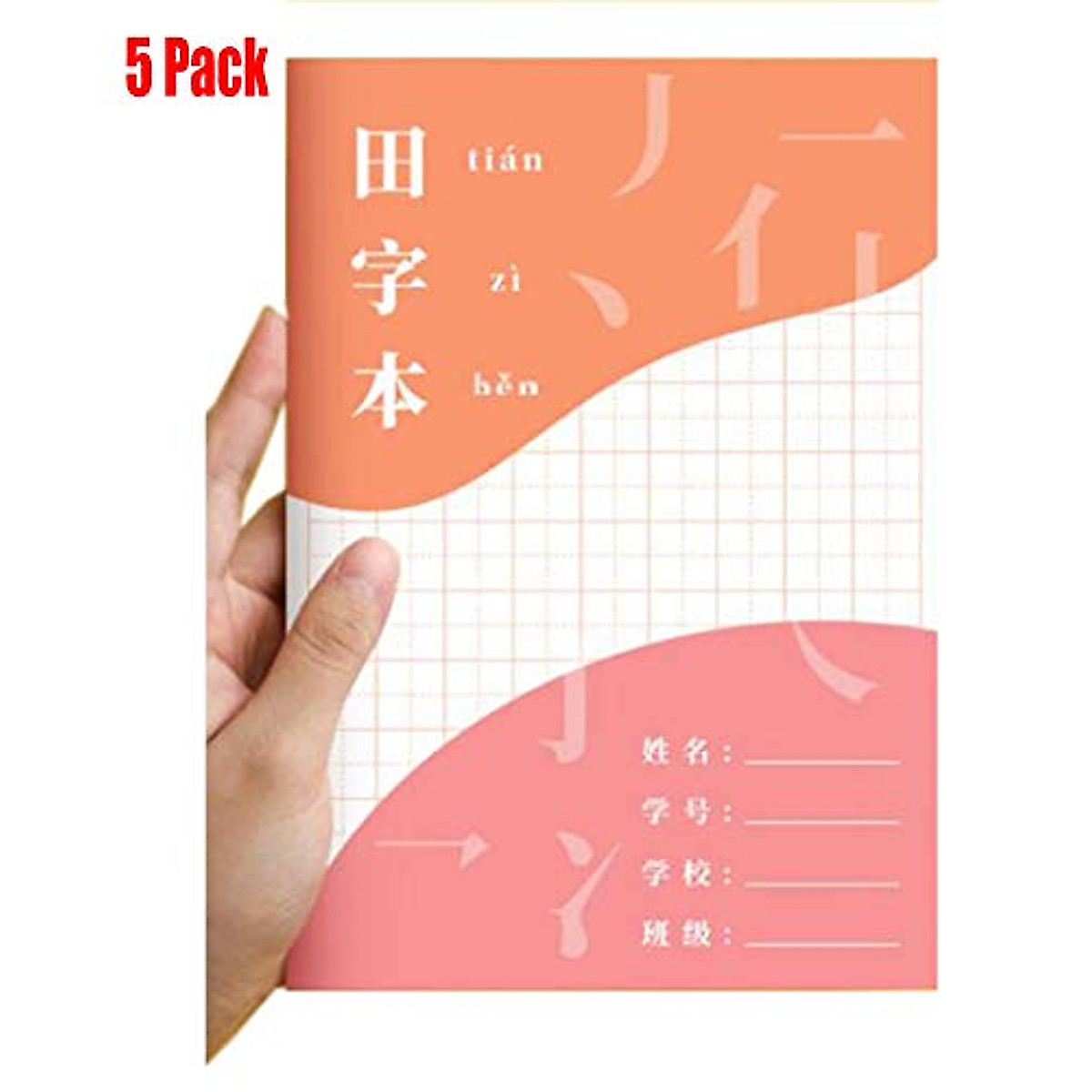 5 Books to Learn Chinese Characters Exercise Book Practice Chinese Exercise Book Writing Notebook Pinyin Chinese Character Primary School Works