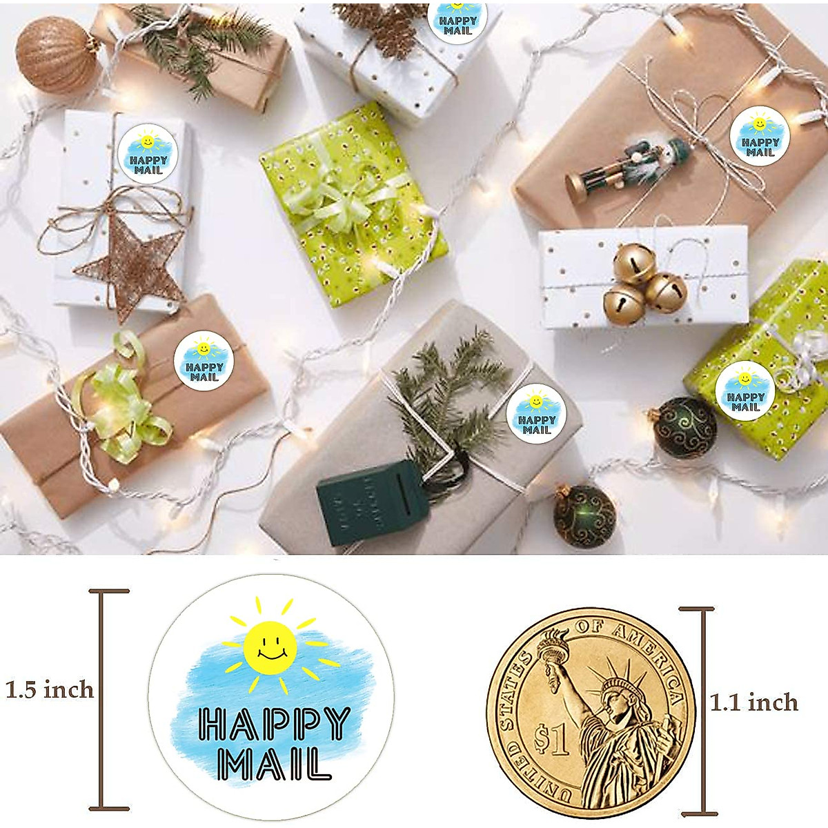 smar chalkboard sticker Happy Mail Stickers Large 1.5 inch Cute Mail Small Business Labels with Smile Shipping Thank You Stickers for