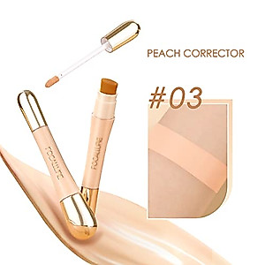 FOCALLURE High Coverage Matte Liquid Concealer,Non-Creasing & Lightweight Face Contour Concealer,Long Lasting Waterproof Concealer Makeup to Cover All the Blemishes With Built-in Brush,#03-Peach corrector