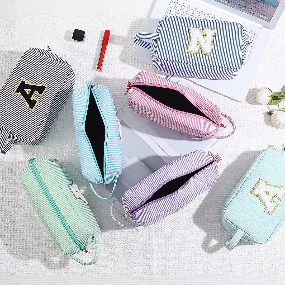 YOOLIFE Easter Gifts for Girls Kids - Birthday Gifts for Women Teen Girls Daughter Sister Friend, Initial Makeup Bag Toiletry Bag Cosmetic Bag, Pink A